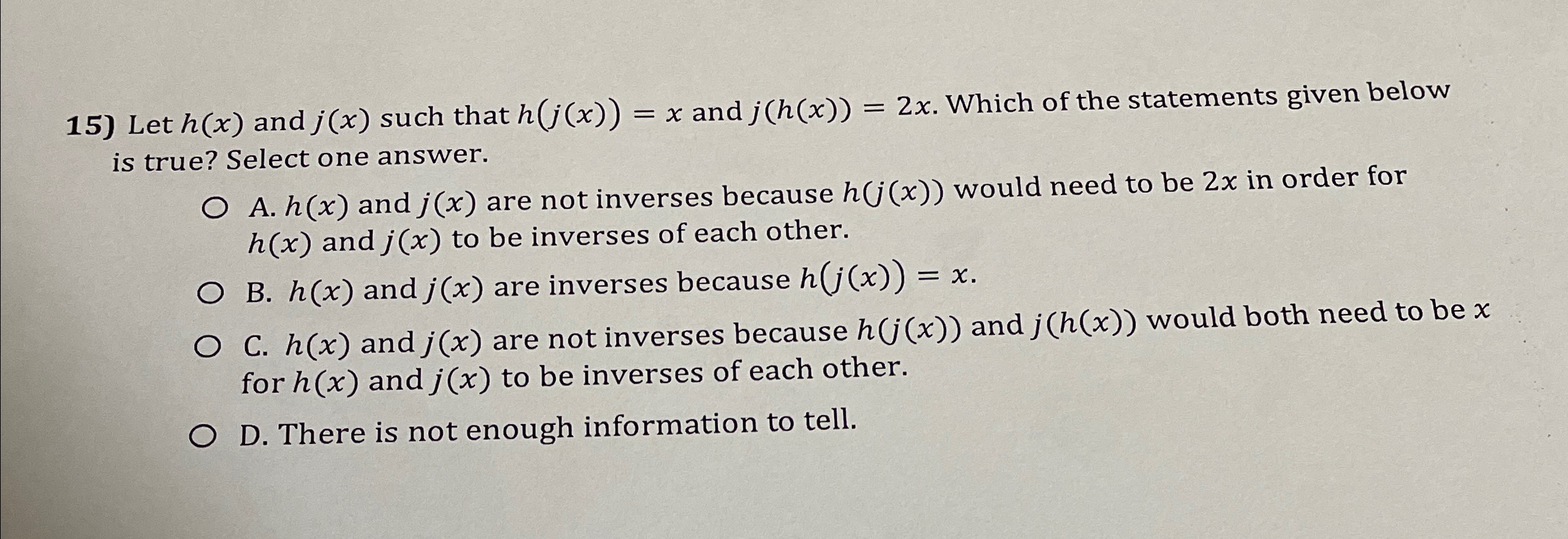 Solved Let h(x) ﻿and j(x) ﻿such that h(j(x))=x ﻿and | Chegg.com