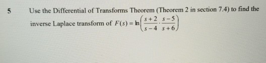 Solved 5 Use the Differential of Transforms Theorem (Theorem | Chegg.com