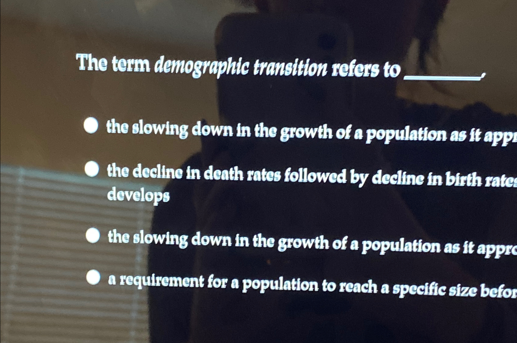 Solved The term demographic transition refers tothe slowing | Chegg.com