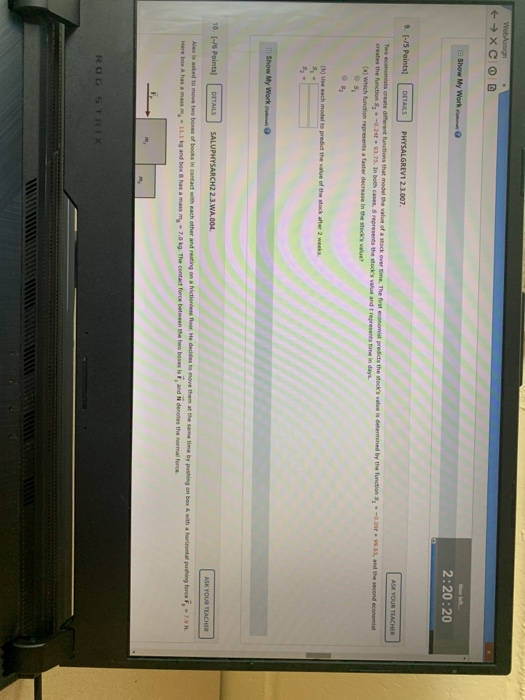 WebAssign XCO Show My Work.co 2:20:20 9. [-/5 Points | Chegg.com