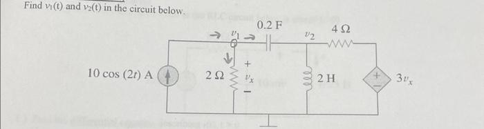Solved Find v1(t) and v2(t) in the circuit below. | Chegg.com