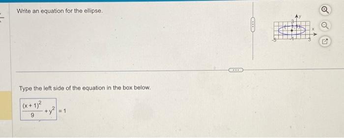 Solved Write an equation for the ellipse. Type the left side | Chegg.com