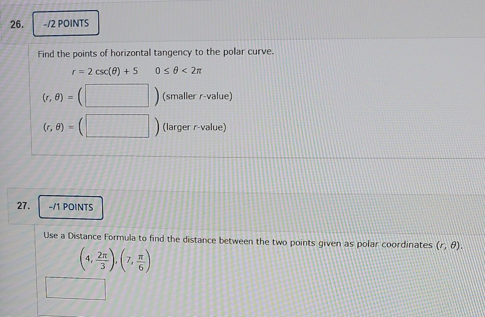 Solved 26. -12 POINTS Find the points of horizontal tangency | Chegg.com