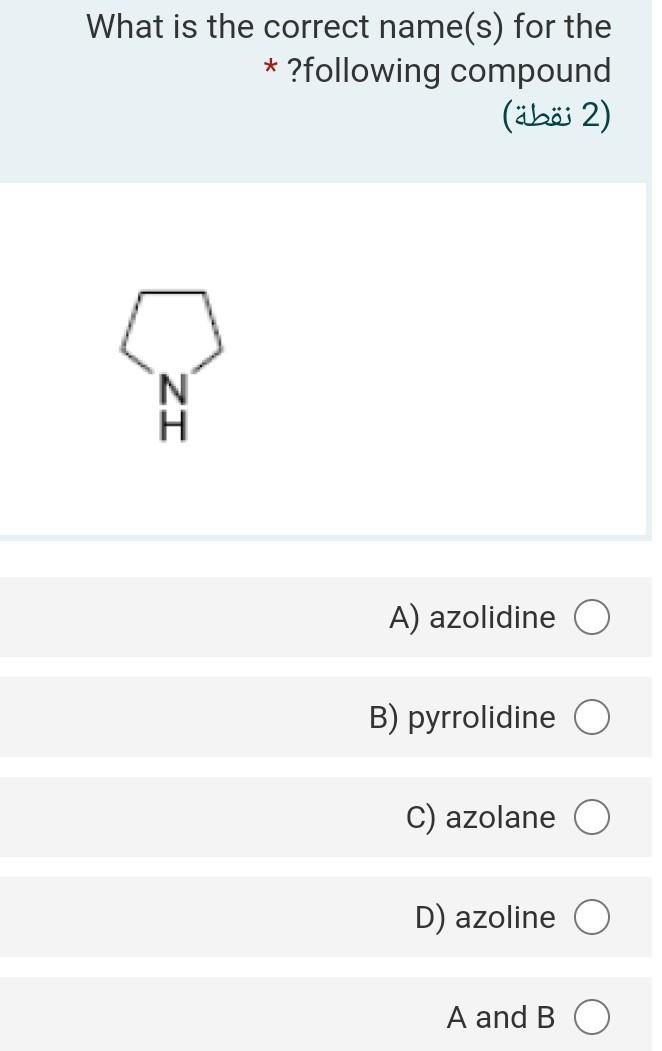 Solved What is the correct name(s) for the ?following | Chegg.com
