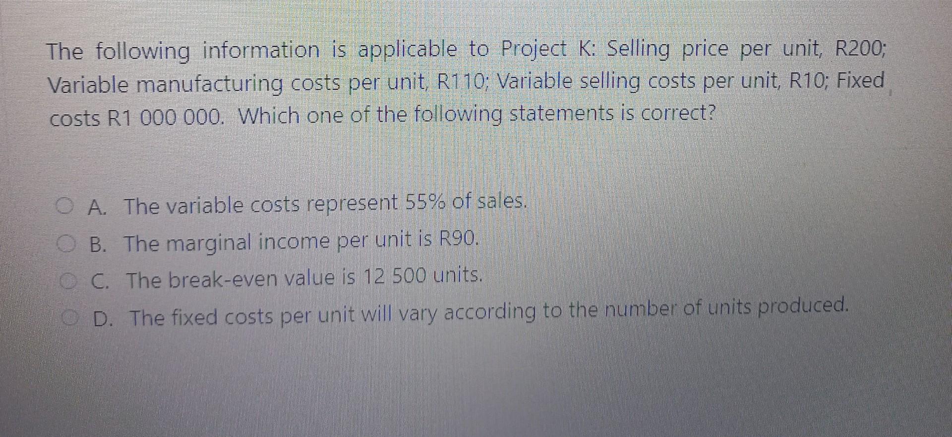 Solved The following information is applicable to Project K: | Chegg.com