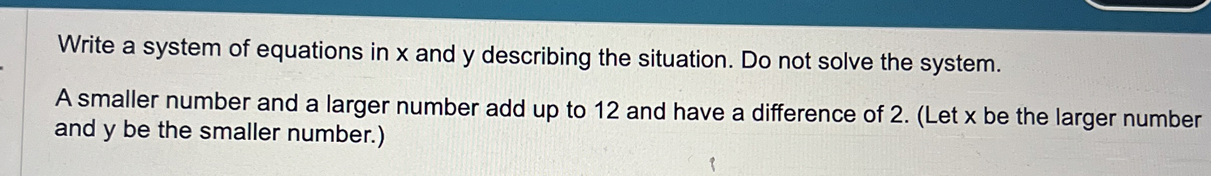 Solved Write a system of equations in x ﻿and y ﻿describing | Chegg.com