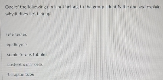Solved One of the following does not belong to the group. | Chegg.com