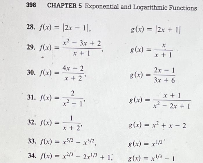 Solved Exercises 11-34: Checking Symbolic Skills Use f(x) | Chegg.com