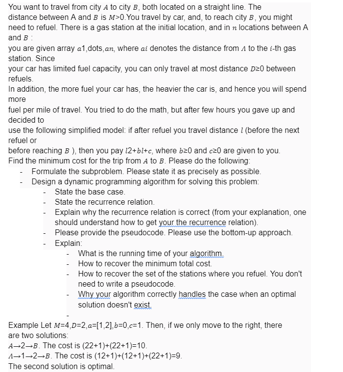 Solved You want to travel from city A ﻿to city B, ﻿both | Chegg.com