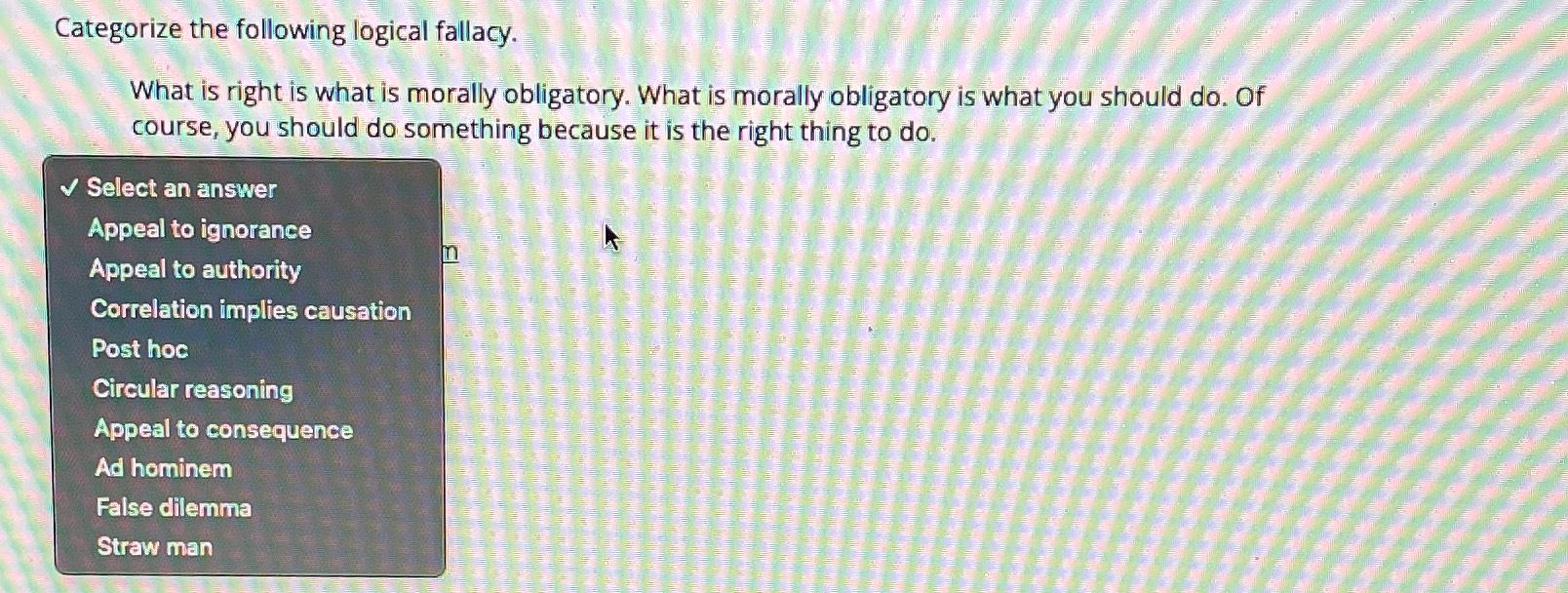 Solved Categorize the following logical fallacy.What is | Chegg.com