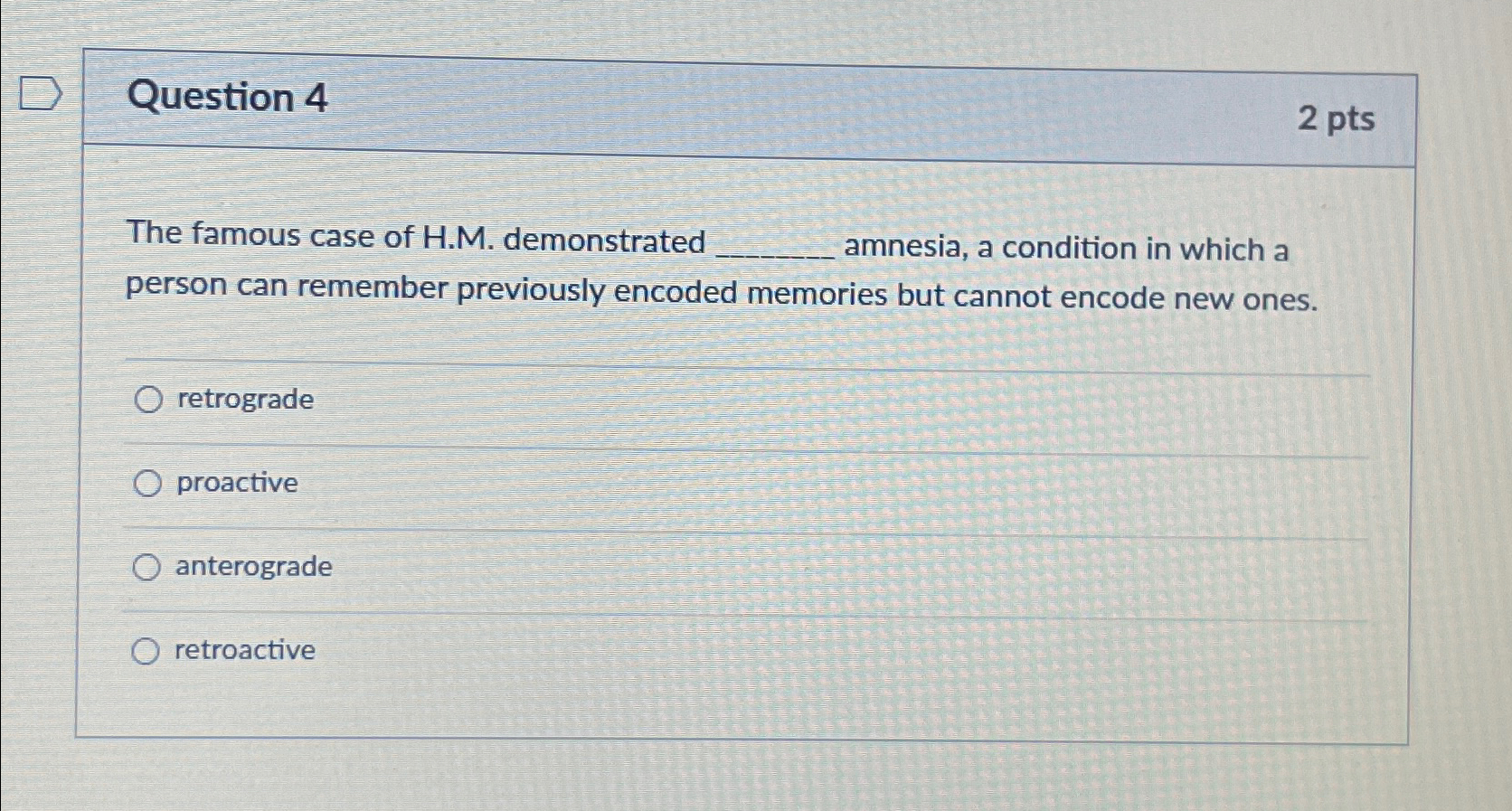 Solved Question 42 ﻿ptsThe famous case of H.M. ﻿demonstrated | Chegg.com
