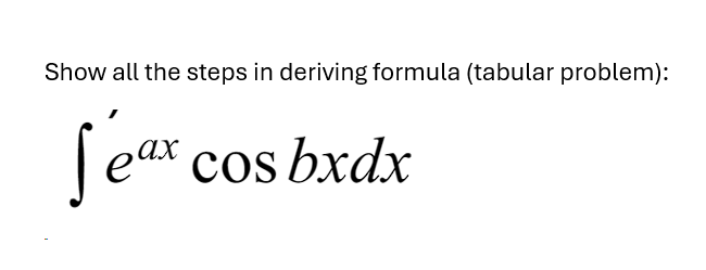 Solved Show all the steps in deriving formula (tabular | Chegg.com