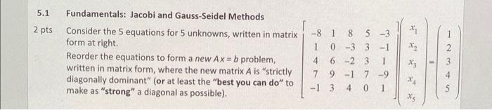 Solved 5.1 Fundamentals: Jacobi and Gauss-Seidel Methods | Chegg.com