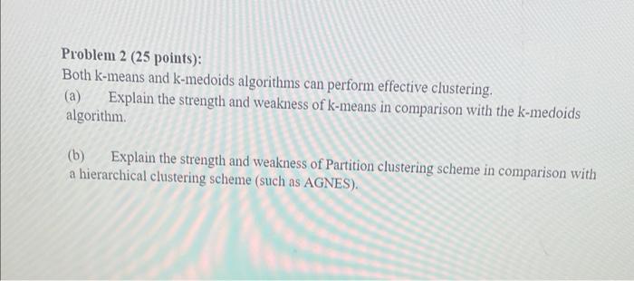 Solved Problem 2 (25 points): Both k-means and k-medoids | Chegg.com