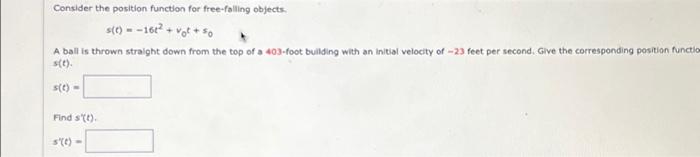 Solved Consider the position function for free-falling | Chegg.com