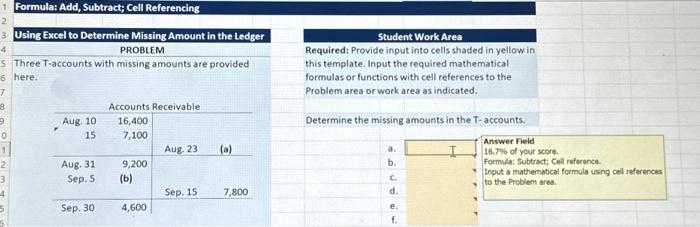 Solved Student Work Area Required: Provide input into cells | Chegg.com