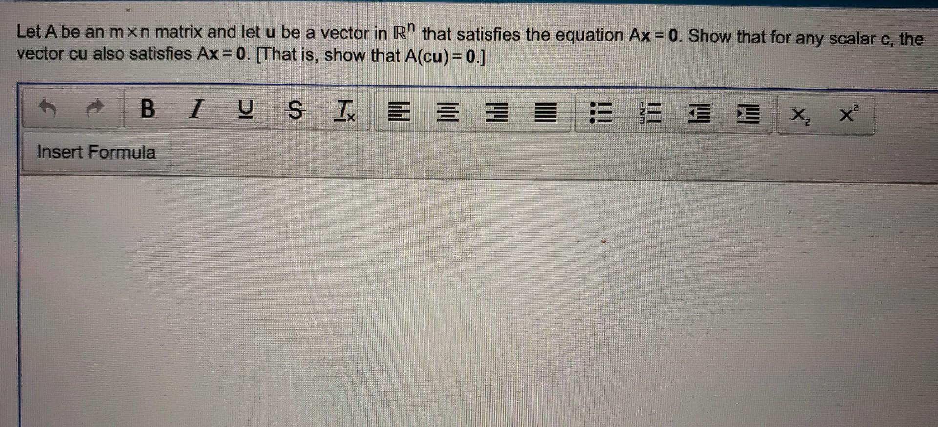 Solved Let A be an m×n matrix and let u be a vector in Rn | Chegg.com