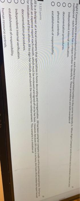 Solved ОООО Right Company uses prenumbered checks - each | Chegg.com