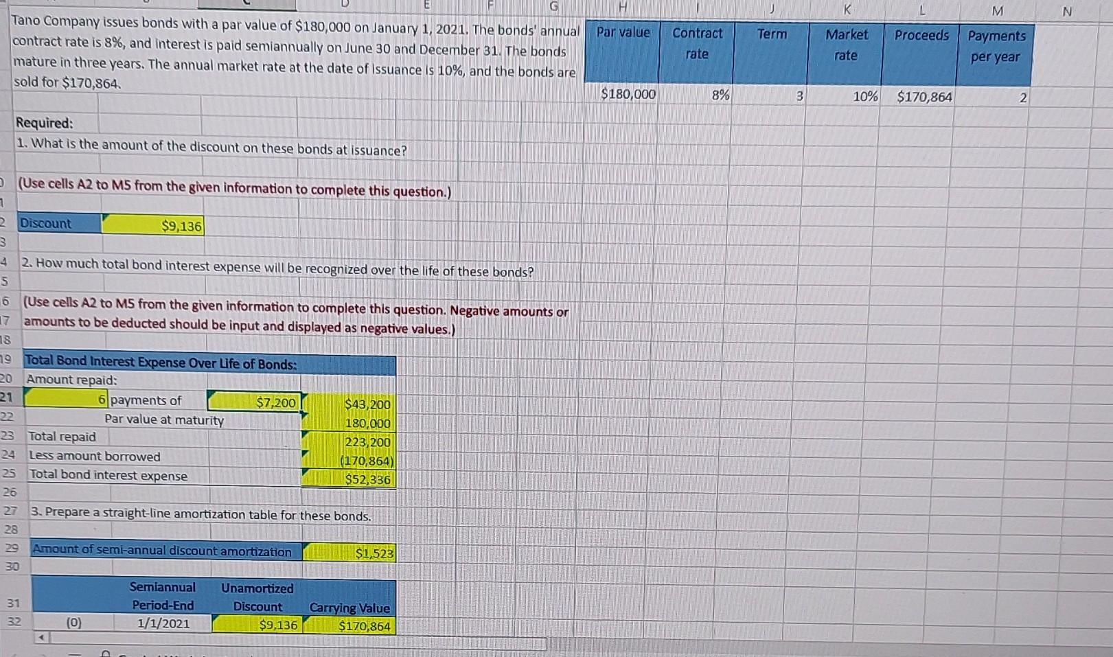 Solved (Use cells A2 to M5 from the given information to | Chegg.com