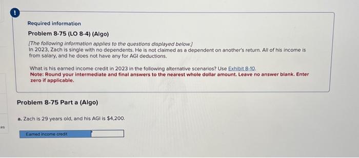 Solved Required information Problem 8-75 (LO 8-4) (Algo) | Chegg.com