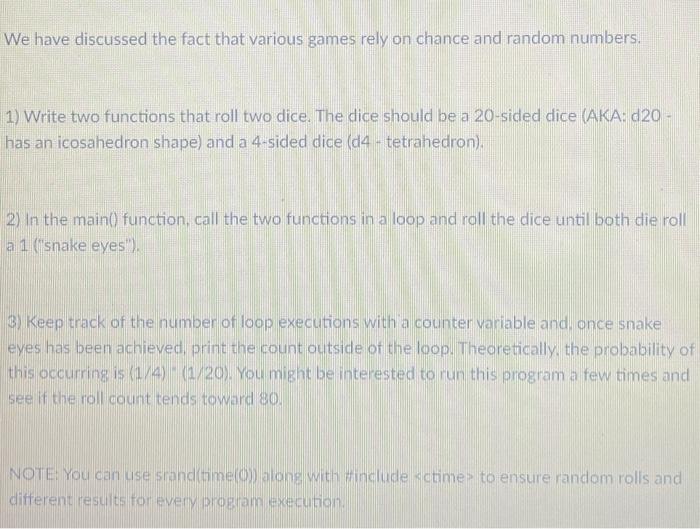 Solved We have discussed the fact that various games rely on | Chegg.com