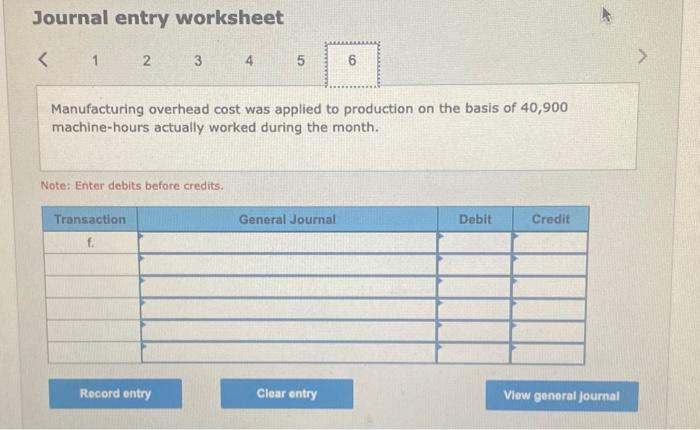 Solved Journal entry worksheet Other manufacturing overhead | Chegg.com