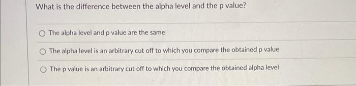 Solved What is the difference between the alpha level and | Chegg.com