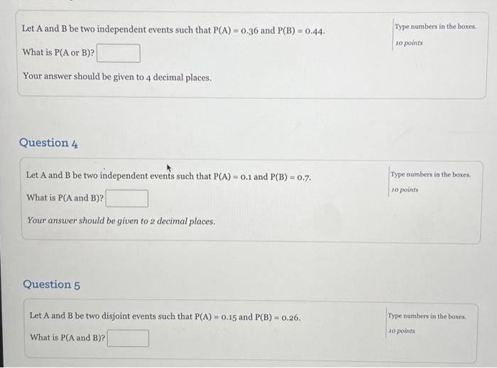 Solved Let A and B be two independent events such that | Chegg.com