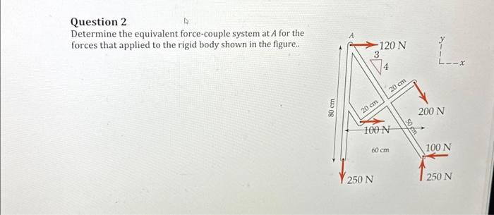 Solved Question 2 Determine the equivalent force-couple | Chegg.com