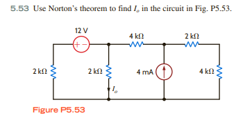 Solved 5.53 ﻿Use Norton's theorem to find I0 ﻿in the circuit | Chegg.com