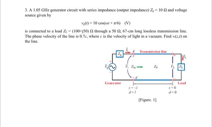 Solved 3. A 1.05GHz generator circuit with series impedance | Chegg.com