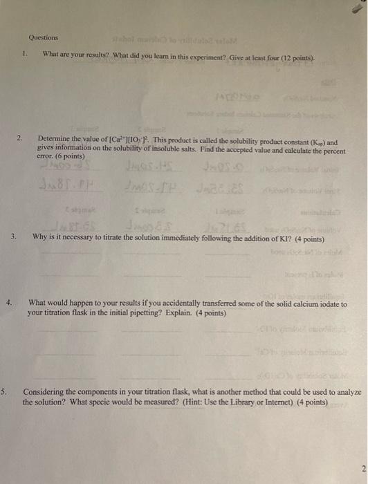 Solved Need help solving the calculations and the questions. | Chegg.com