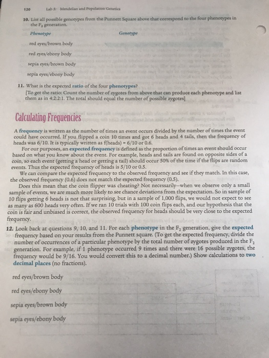 Solved 120 Labs Mendelian and Population Genetics 10. List | Chegg.com