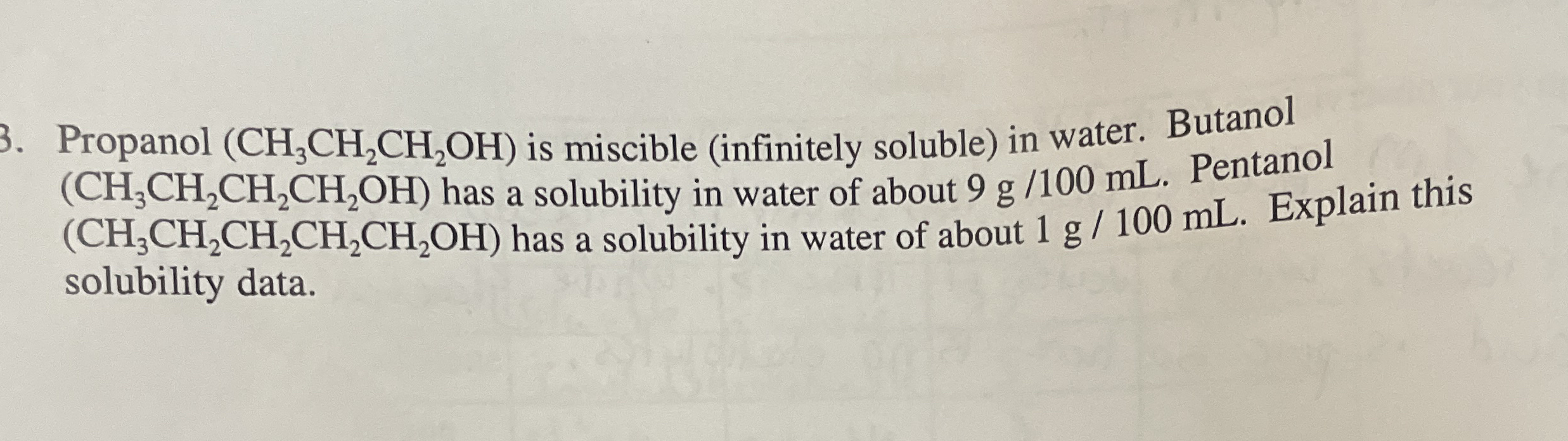High Quality SOLUTION Propanol (CH3CH2CH2OH) ﻿is miscible (infinitely | Chegg.com