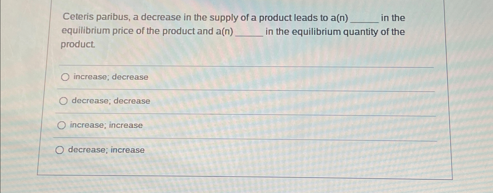 Solved Ceteris paribus, a decrease in the supply of a | Chegg.com