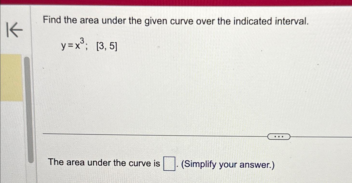 Solved Find the area under the given curve over the | Chegg.com