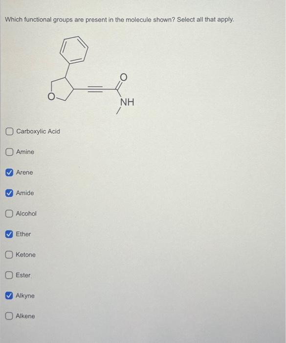 Solved Which functional groups are present in the molecule | Chegg.com