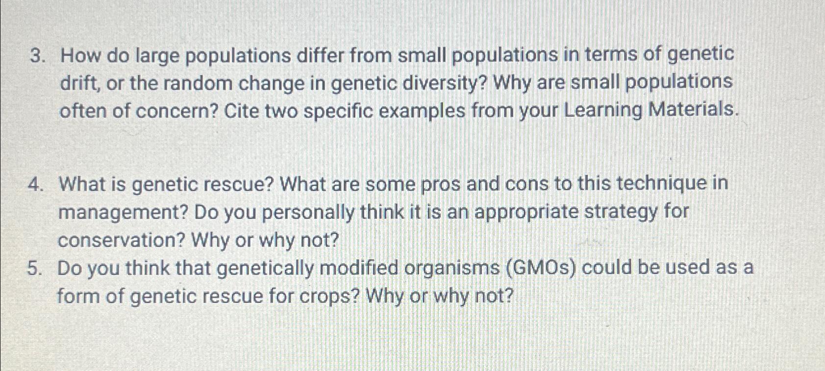 Solved How Do Large Populations Differ From Small