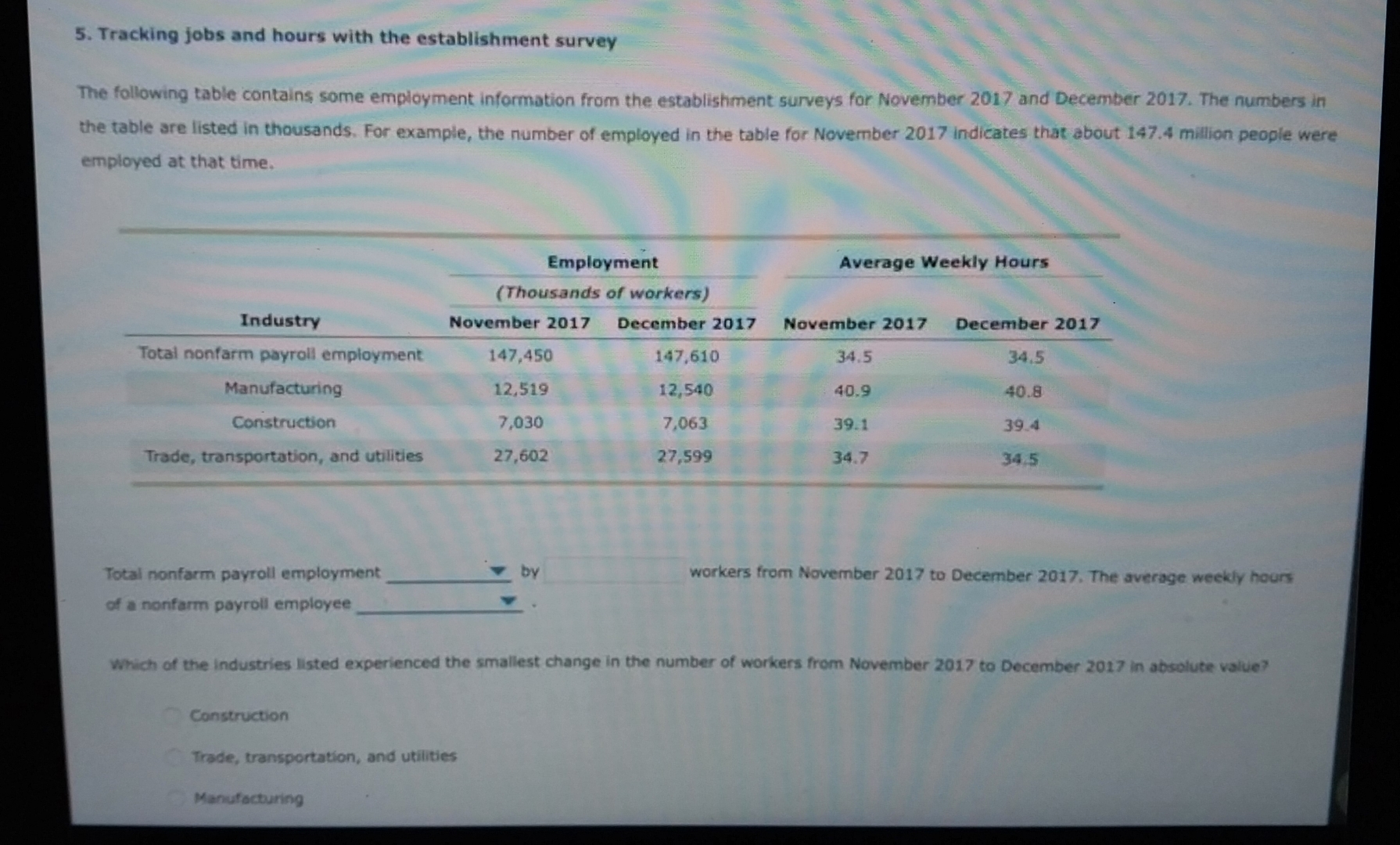 Solved Tracking jobs and hours with the establishment | Chegg.com