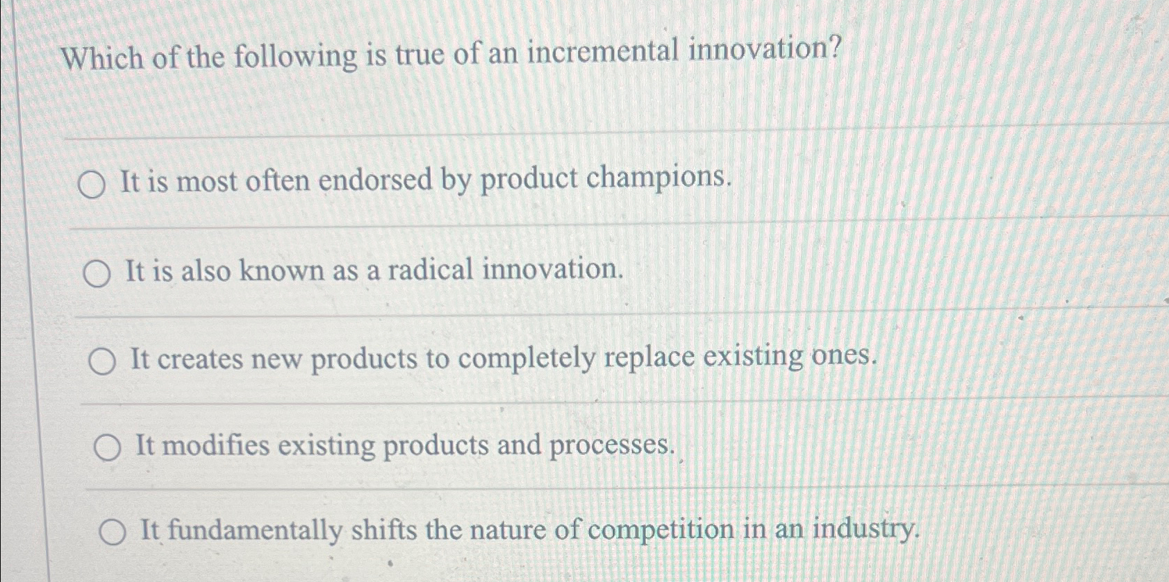 Solved Which of the following is true of an incremental | Chegg.com
