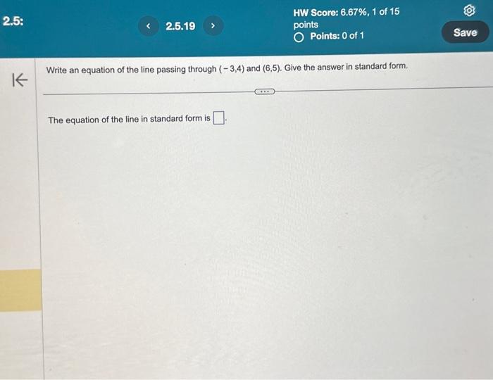Solved Write An Equation Of The Line Passing Through −3 4