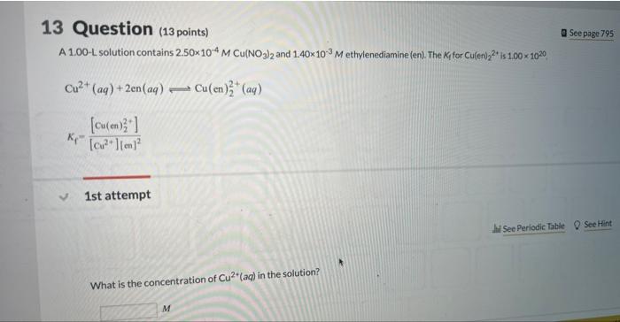 Solved Cu2+(aq)+2en(aq)⇌Cu(en)22+(aq) | Chegg.com