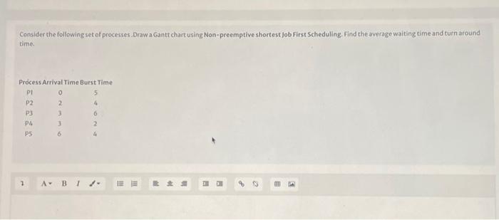 Solved Consider The Following Set Of Processes Draw A Gantt