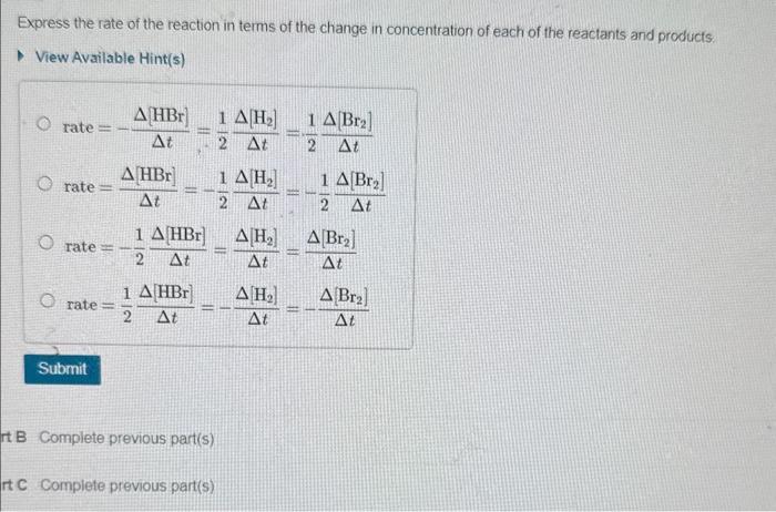 Solved Consider the following reaction: 2HBr(g)→H2( g)+Br2( | Chegg.com