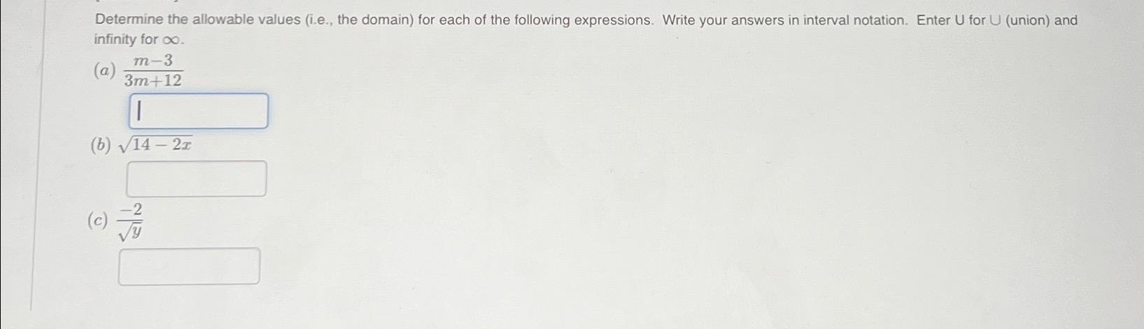 Solved Determine the allowable values (i.e., ﻿the domain) | Chegg.com