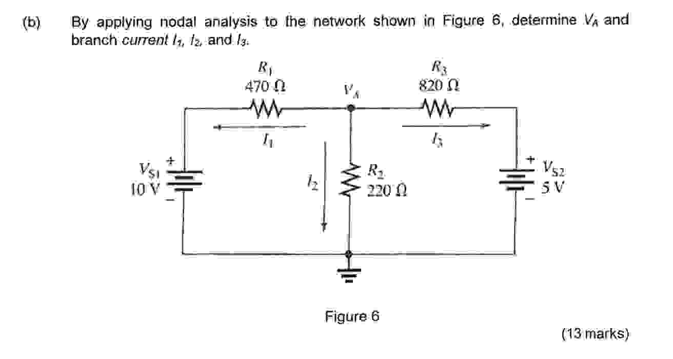 Solved (b) ﻿By applying nodal analysis to the network shown | Chegg.com