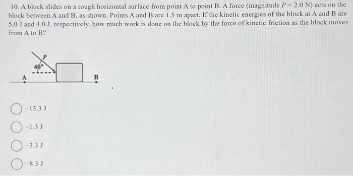 Solved 10. A block slides on a rough horizontal surface from | Chegg.com