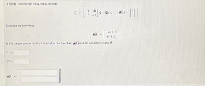 Solved (4 point) Consider the initlal value problem | Chegg.com