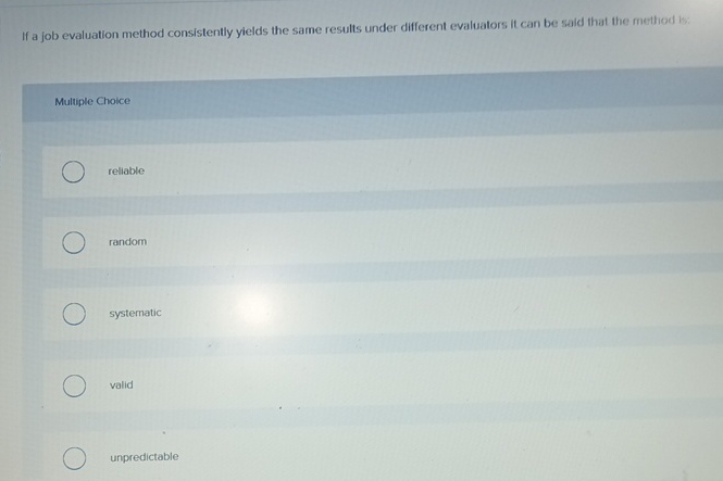 Solved If a job evaluation method consistently yields the | Chegg.com