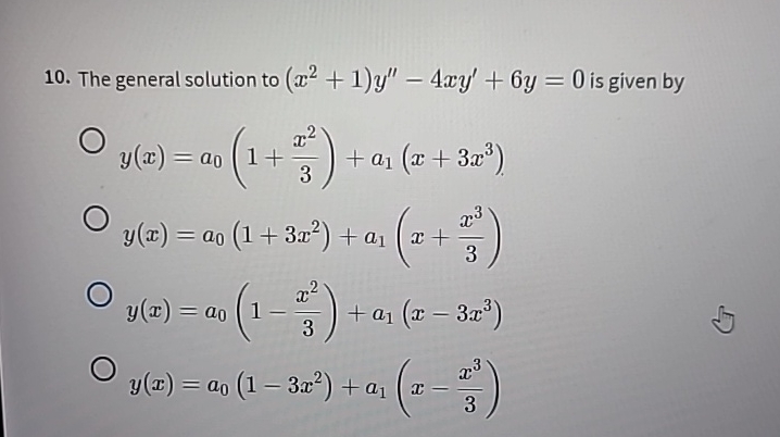 Solved The general solution to (x2+1)y''-4xy'+6y=0 ﻿is given | Chegg.com